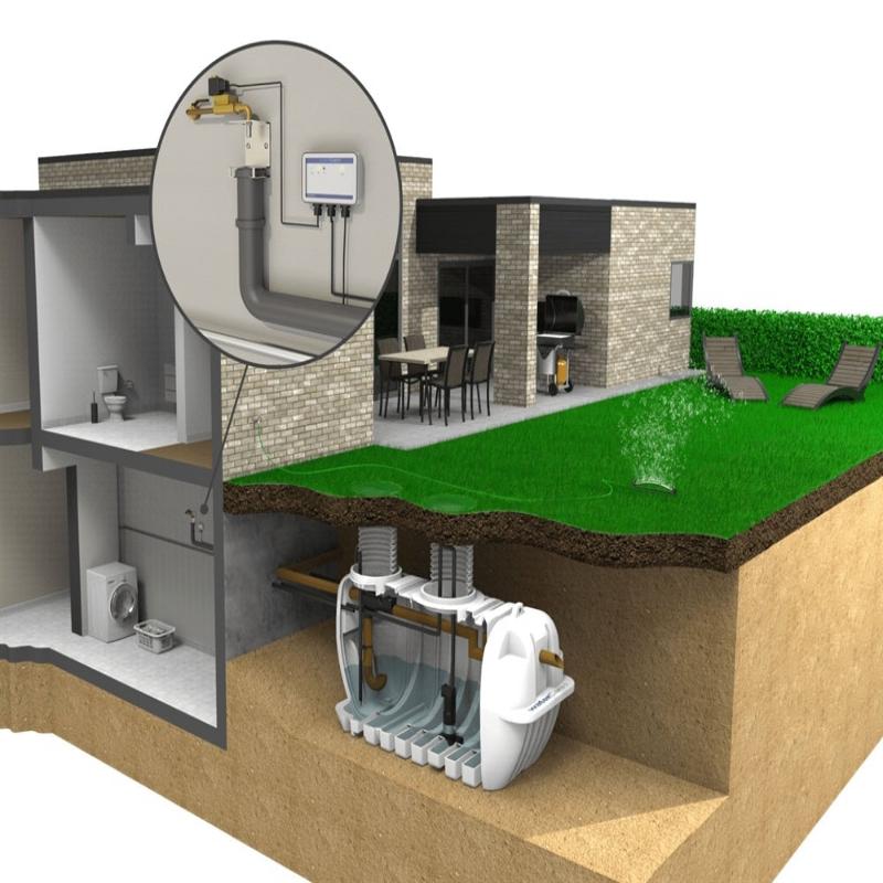 Regnvandsanlæg 4300 Liter til have komplet – vandtanke.dk